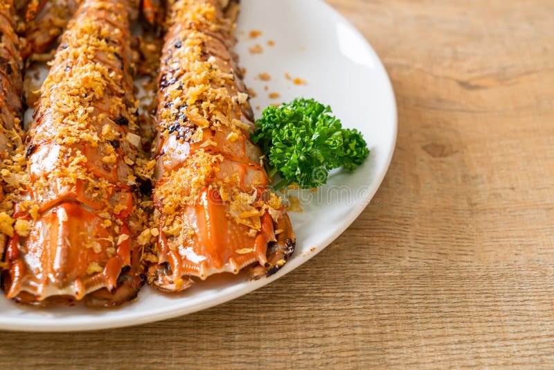 Fried Mantis Shrimp with Garlic Stock Image - Image of garlic, grilled ...