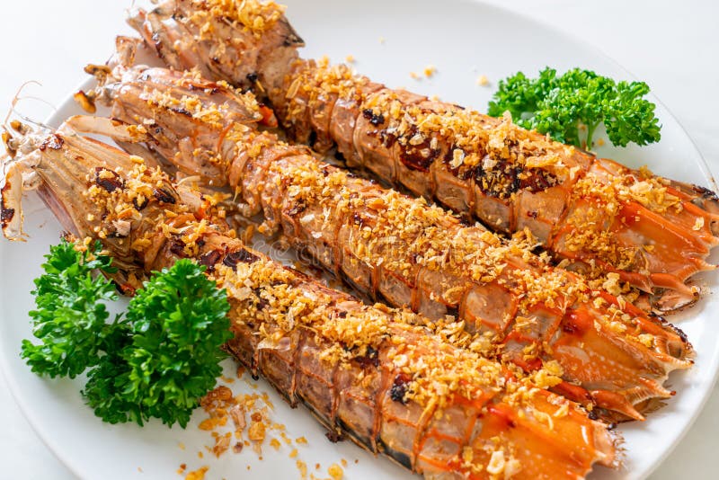 Fried Mantis Shrimp with Garlic Stock Image - Image of meat, nutrition ...