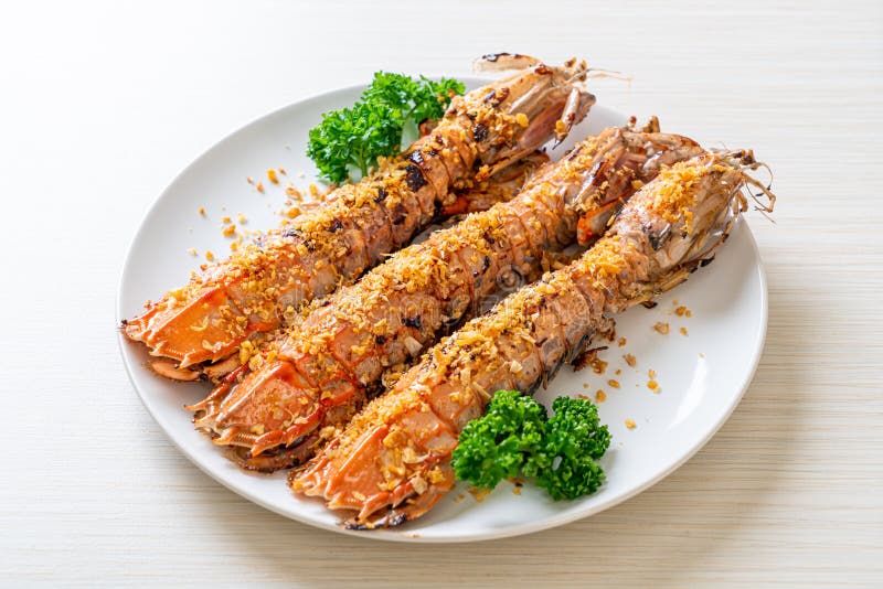 Fried Mantis Shrimp with Garlic Stock Image - Image of cook, lunch ...