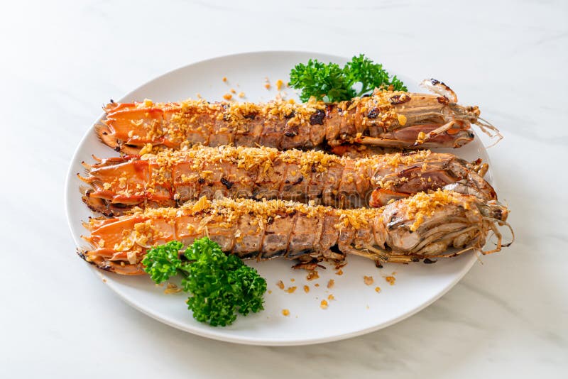 Fried Mantis Shrimp with Garlic Stock Image - Image of cooked, food ...