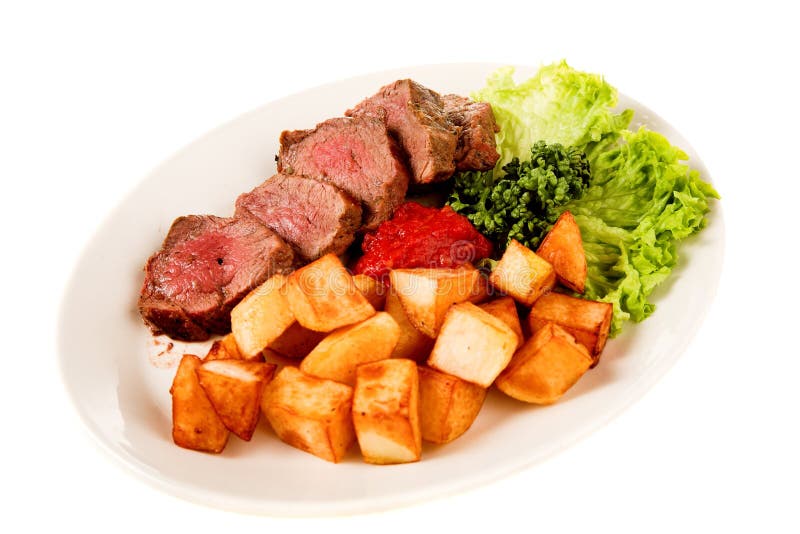 Fried meat stock photo. Image of garnish, lettuce, diet - 13546612