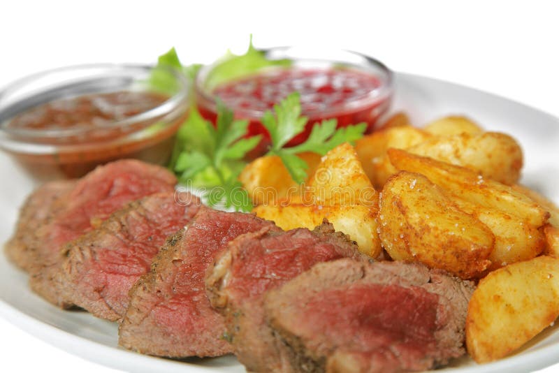 Fried meat stock image. Image of gourmet, bloody, leaves - 20515493