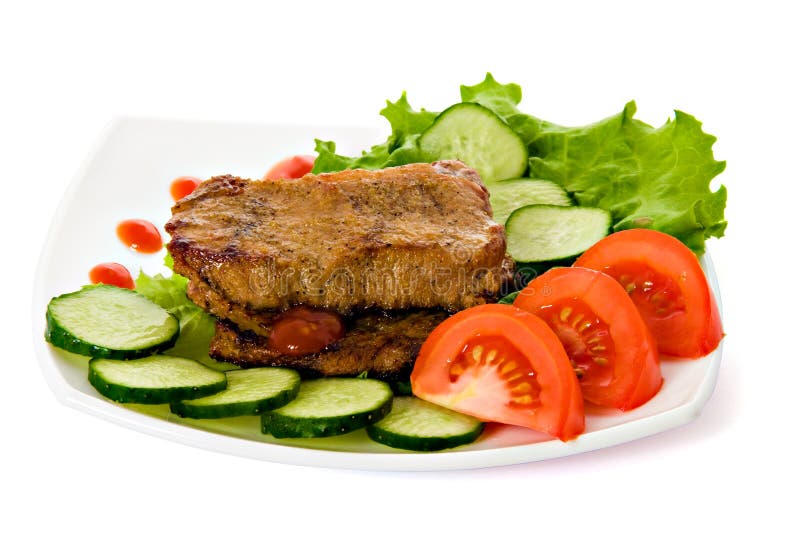 Fried meat stock photo. Image of salad, meat, healthy - 5411430