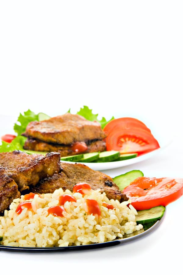 Fried meat stock image. Image of grill, plate, beefsteak - 5470019