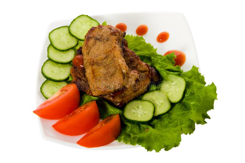 Fried meat stock photo. Image of cooking, dinner, cucumber - 5689612