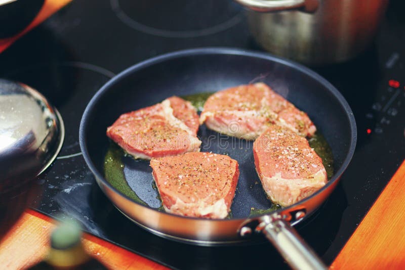 The fried meat. stock photo. Image of spice, piece, chef - 69606064