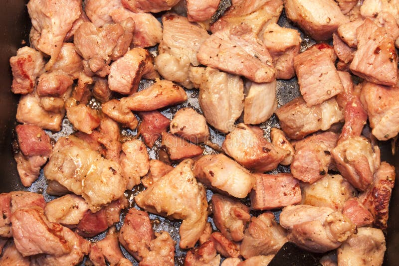 Fried meat dice stock image. Image of bacon, protein - 46908765