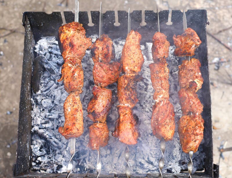 Fried meat on fire stock photo. Image of chopped, grill - 276929012