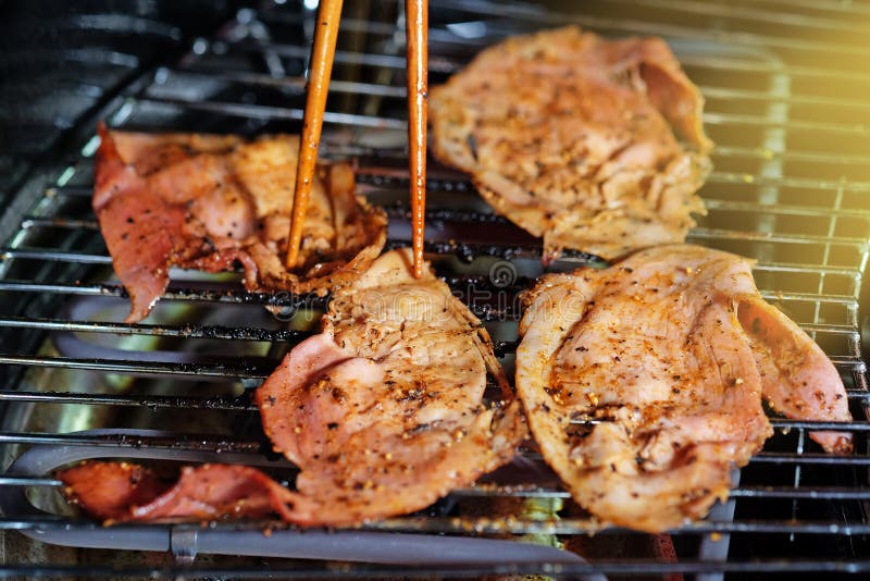 Fried meat on the grill stock photo. Image of beef, background - 65701384