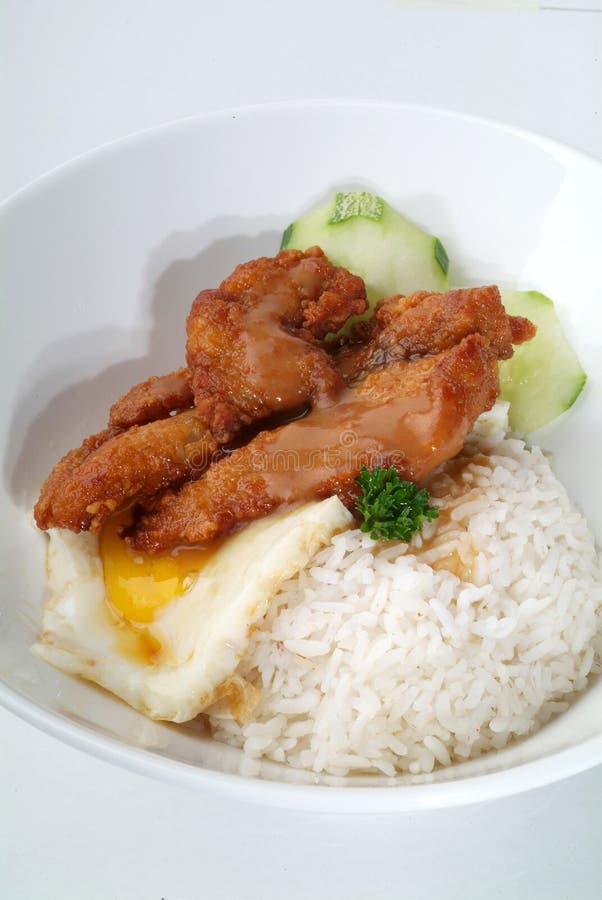 Fried meat with rice stock image. Image of lunch, dish - 19765229