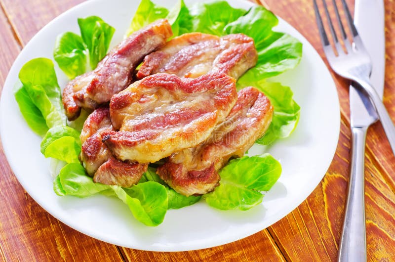 Fried meat stock image. Image of barbecue, lettuce, portion - 33762681