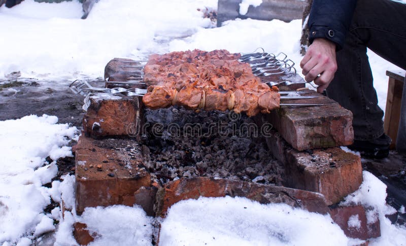 Fried meet on a fire stock photo. Image of diversity - 110261366