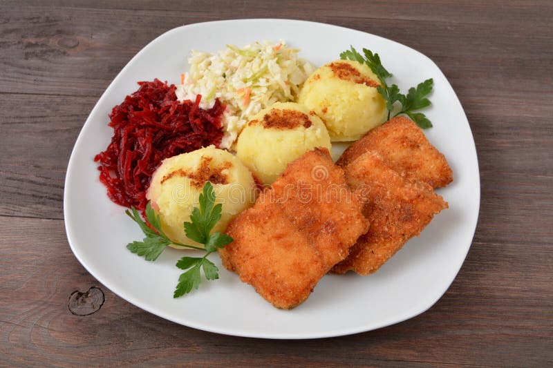 Fried Miruna Fish with Potatoes Stock Image - Image of homemade, leaf ...