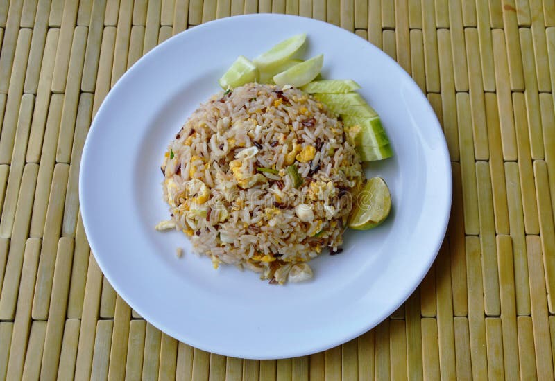 Fried Mixed White and Brown Rice with Crab Meat on Dish Stock Photo ...