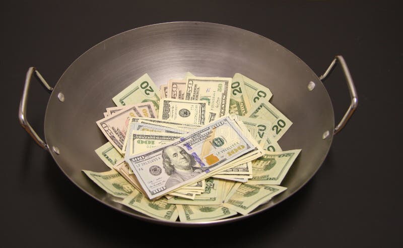 Stir-fried lots of dollars stock image. Image of trade - 35183499