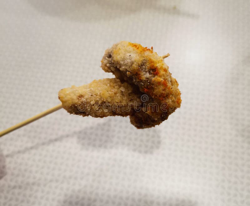 Fried mushroom stock image. Image of stick, food, finger - 132437843