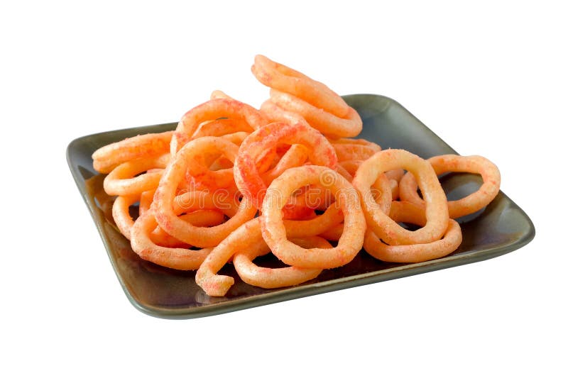 Fried Onion Rings Crispy Snack Tomato Flavour White Stock Photos - Free ...