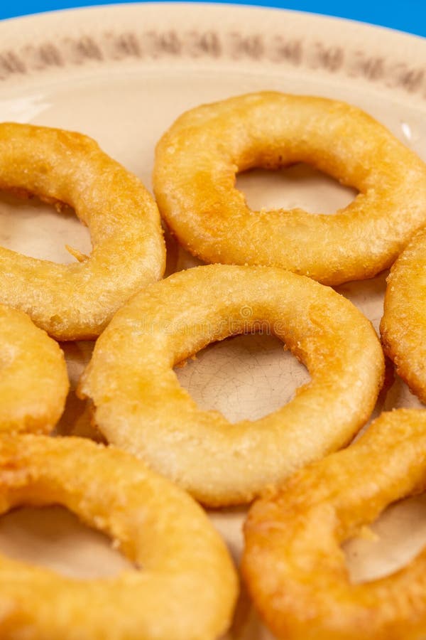 Fried Onion Rings Served on the Plate Stock Photo - Image of golden ...