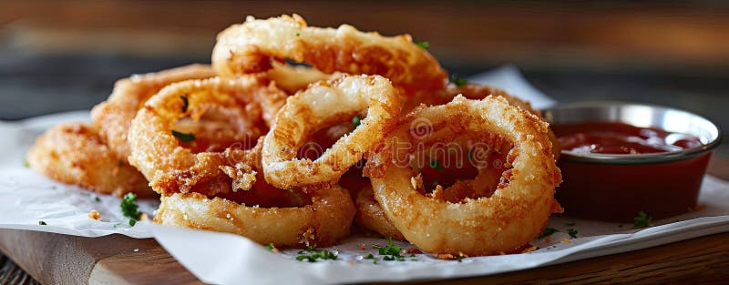 Fried Onion Rings Served on a Plate Stock Photo - Image of pork ...