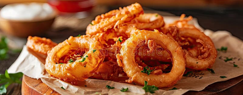 Fried Onion Rings Served on a Plate Stock Image - Image of food ...