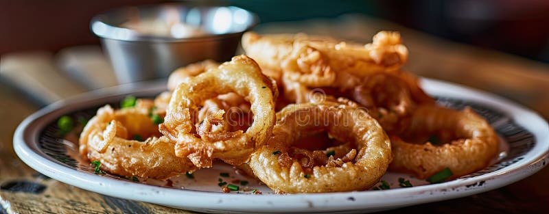 Fried Onion Rings Served on a Plate Stock Photo - Image of meat, spice ...