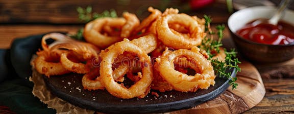 Fried Onion Rings Served on a Plate Stock Image - Image of bread ...