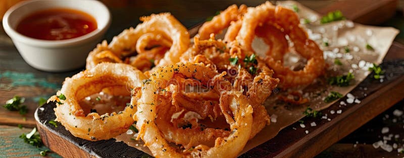 Fried Onion Rings Served on a Plate Stock Photo - Image of bowl, speed ...