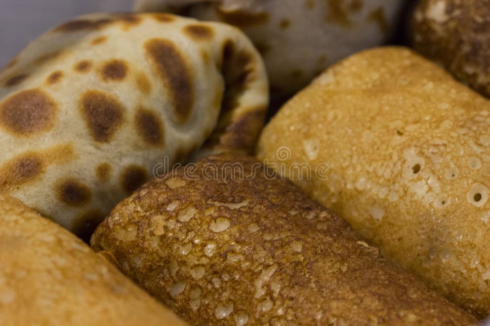 Fried Pancakes with Stuffing. the Texture of Pancakes Stock Photo ...
