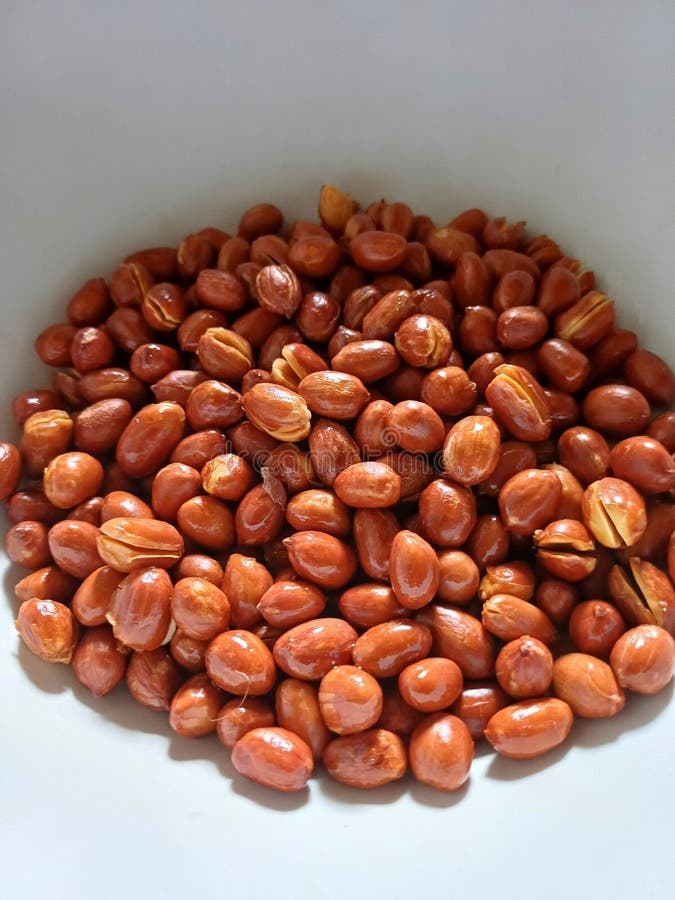 Fried Peanuts are Placed in a White Bowl Stock Image - Image of white ...