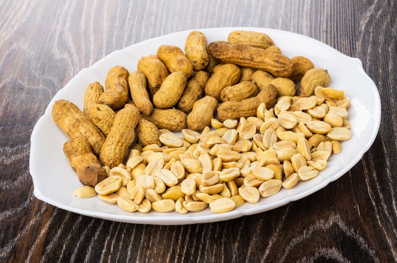 Peanuts in Shell, Peeled Peanuts in Dish, Spoon, Peanut Paste Stock ...