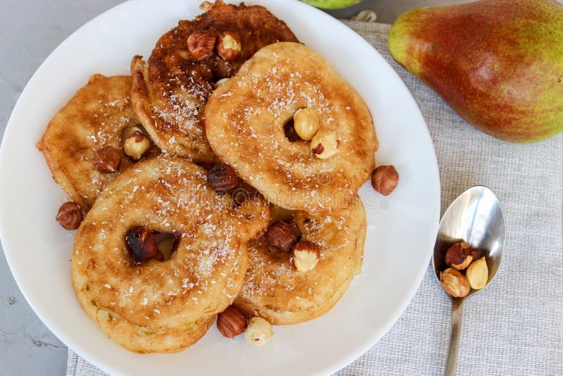 Fried pear donuts stock photo. Image of dough, combination - 125737244