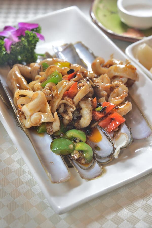Razor clams stock image. Image of pepper, razor, meal - 129415385