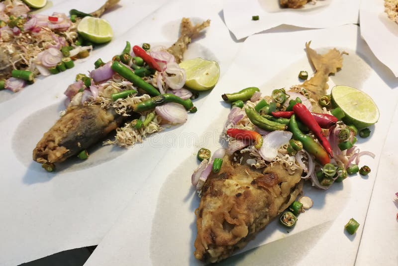 Fried Pickled Fish , Fried Onion and Fried Chili Served with Fresh ...