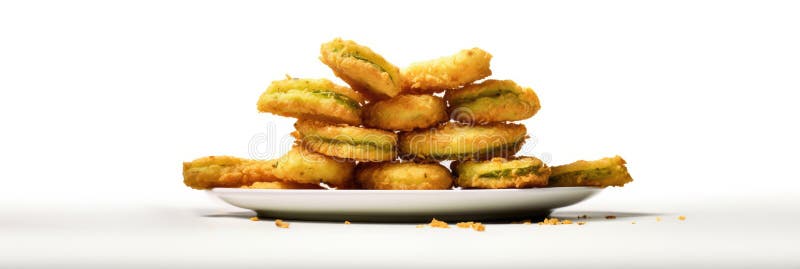 Fried Pickles Standing on White Background Wide Panoramic Stock ...