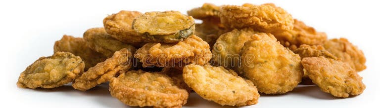 Fried Pickles Standing on White Background Wide Panoramic. Generative ...
