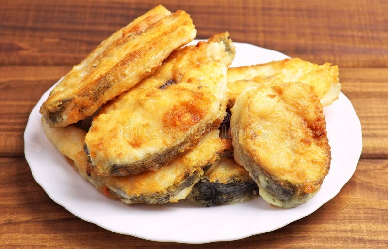 Fried pieces of fish stock photo. Image of baked, gourmet - 52069128