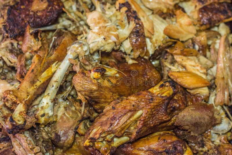 Fried Pieces of Turkey Detail Stock Image - Image of garden, fire ...