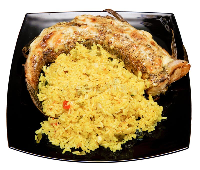 Fried pike stock image. Image of plate, fried, dish, rice - 22216393