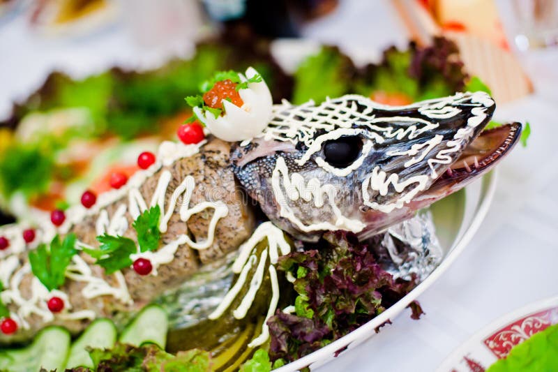 Fried pike stock image. Image of meat, crockery, fired - 25605179