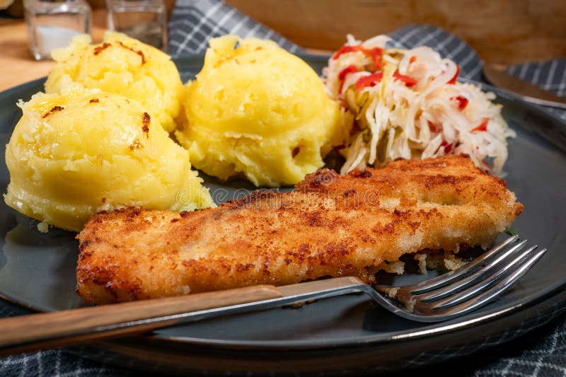 Fried pollock fillet stock image. Image of deep, tasty - 363012137