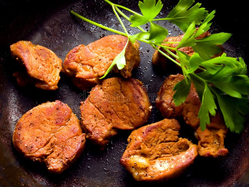 Fried pork stock image. Image of grill, food, plate, lard - 3239909