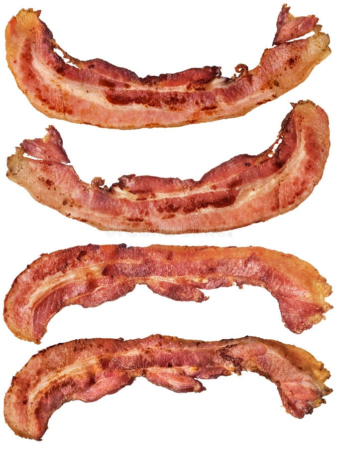 Fried Pork Bacon Rashers Isolated En El Fondo Blanco Foto de archivo ...