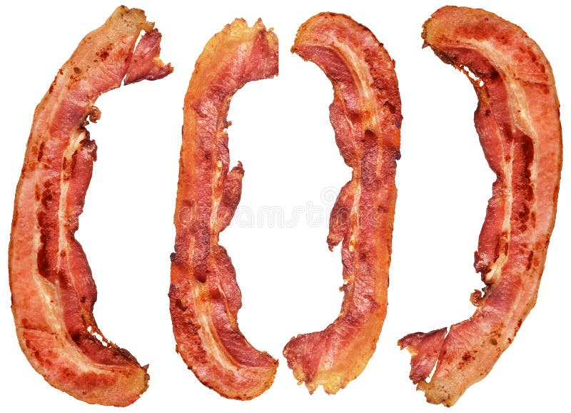 Fried Pork Bacon Rashers Isolated on White Background Stock Photo ...