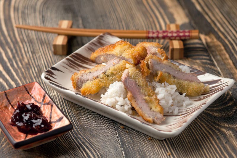 Fried Pork in Batter with Rice Stock Image - Image of oriental ...