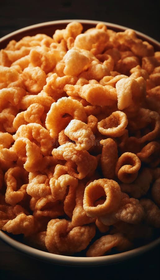 Fried Pork Cracklings, Bowl of Chicharrones Mexican Snack Stock ...