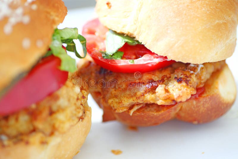 Fried pork cutlet on rolls stock photo. Image of lunch - 110385472
