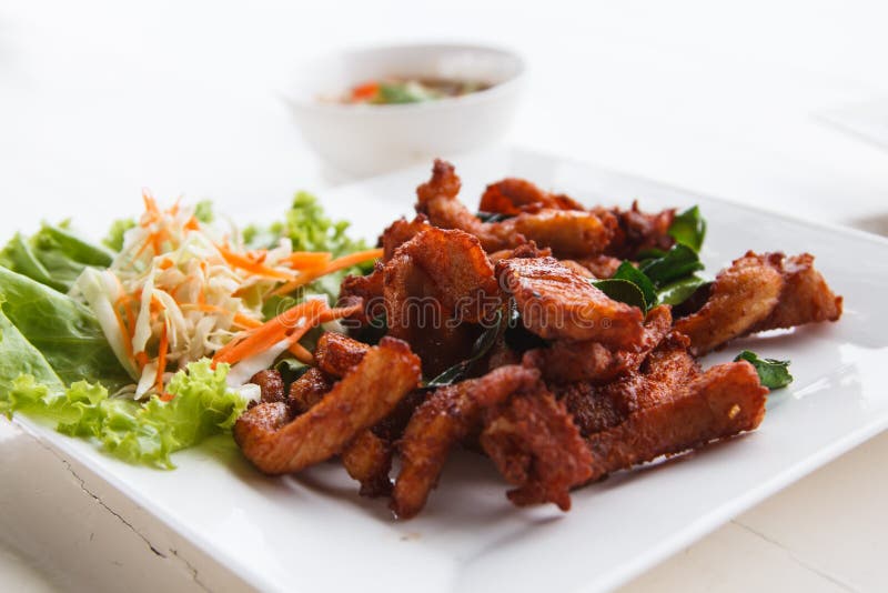 Fried pork stock image. Image of lunch, delicious, asian - 34180435