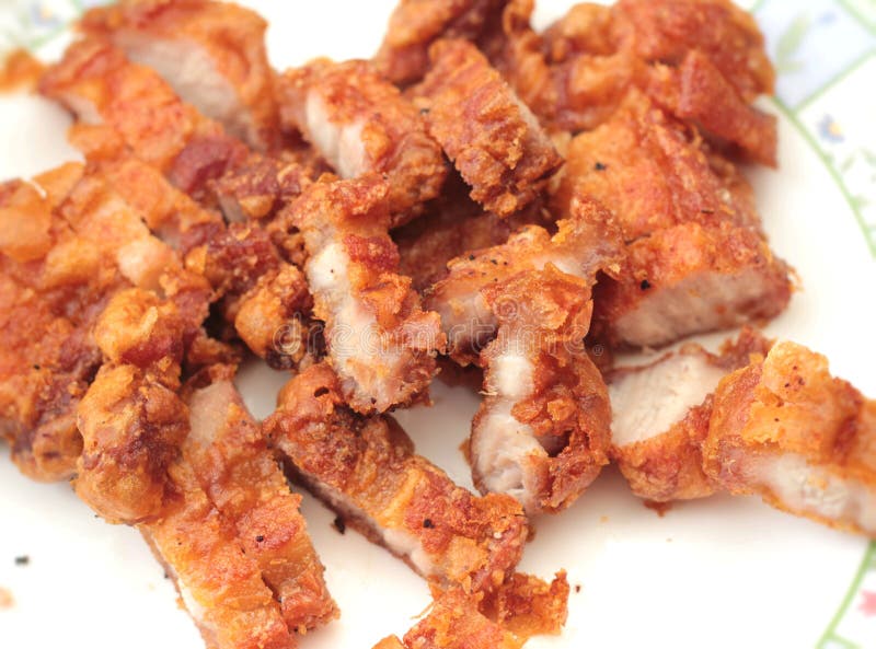 Fried pork in a dish stock image. Image of cook, stick - 56304955