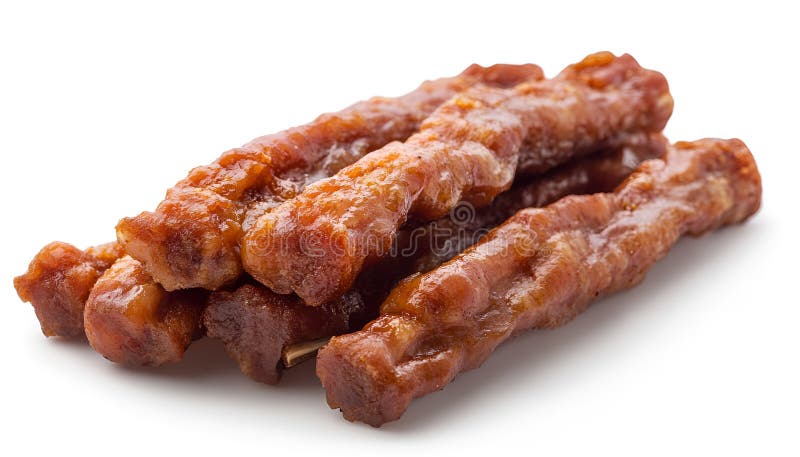 Fried Pork - Dry Pork Sticks on White Background Stock Image - Image of ...