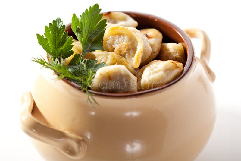 Fried Pork Dumplings Pot stock photo. Image of plate - 77112264